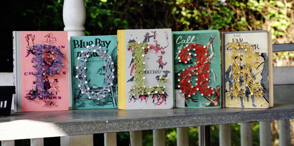 String Art Letters on Old Books - Upcycled Tutorial